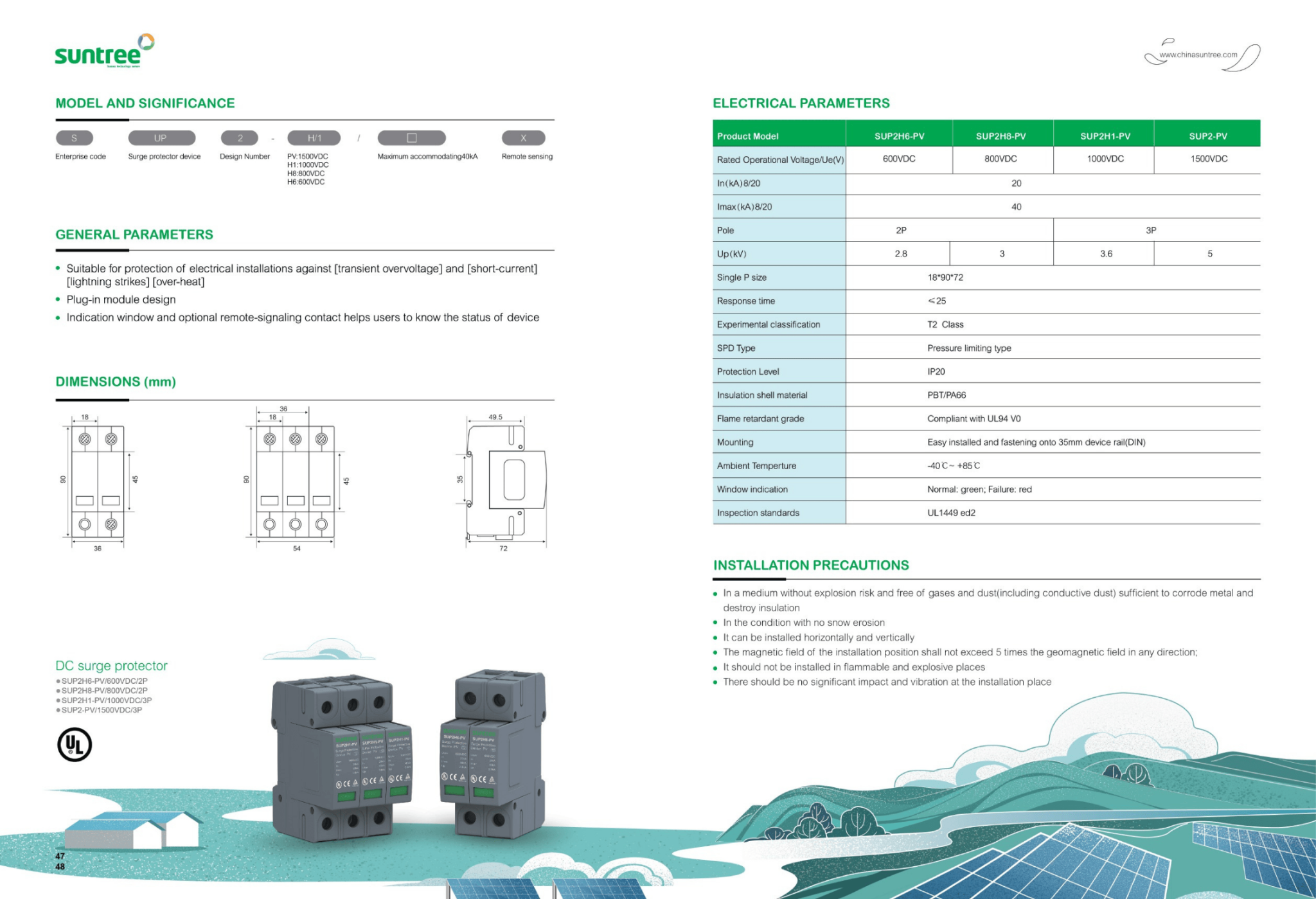 DC SPD (DC Surge Protection Device) Suntree 1000V/1500V 2P/3P – Saad Energy